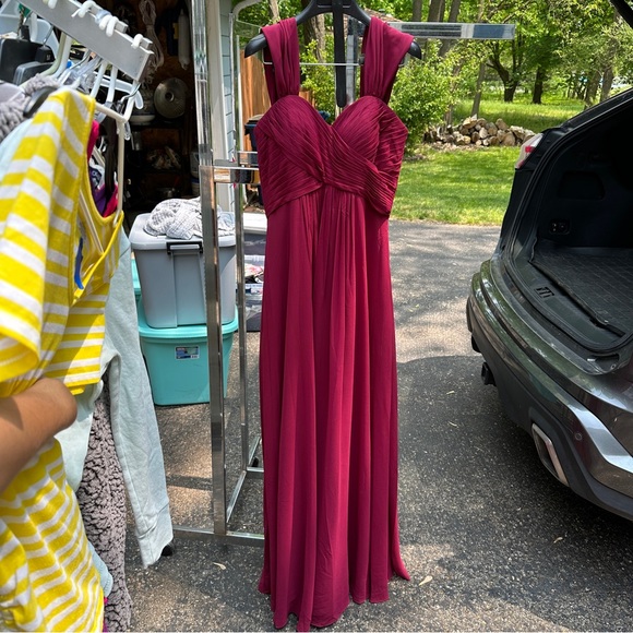 miao duo | Dresses | Burgundy Chiffon Dress | Poshmark